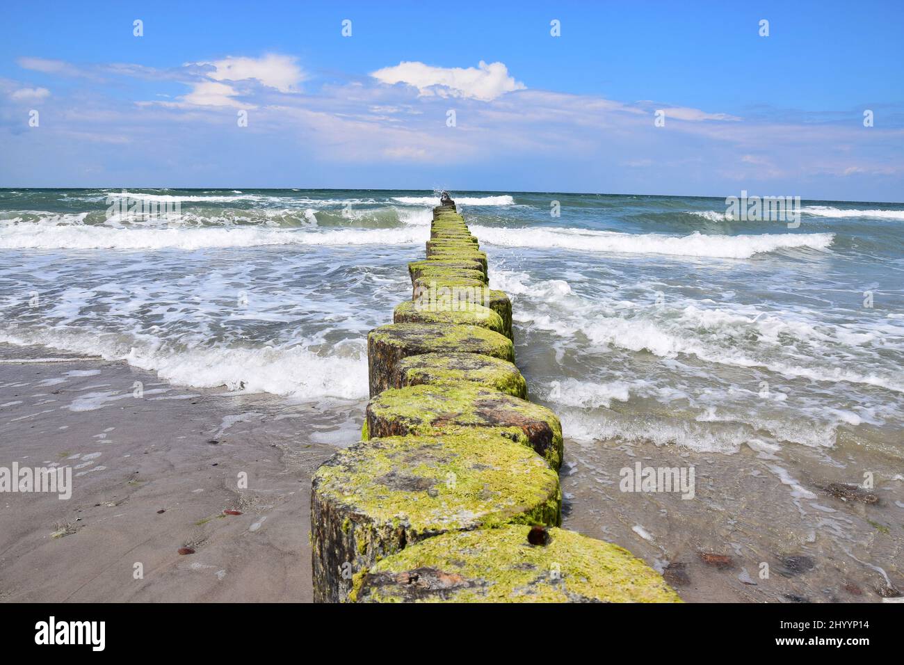 Wooden posts in the sea Stock Photo - Alamy