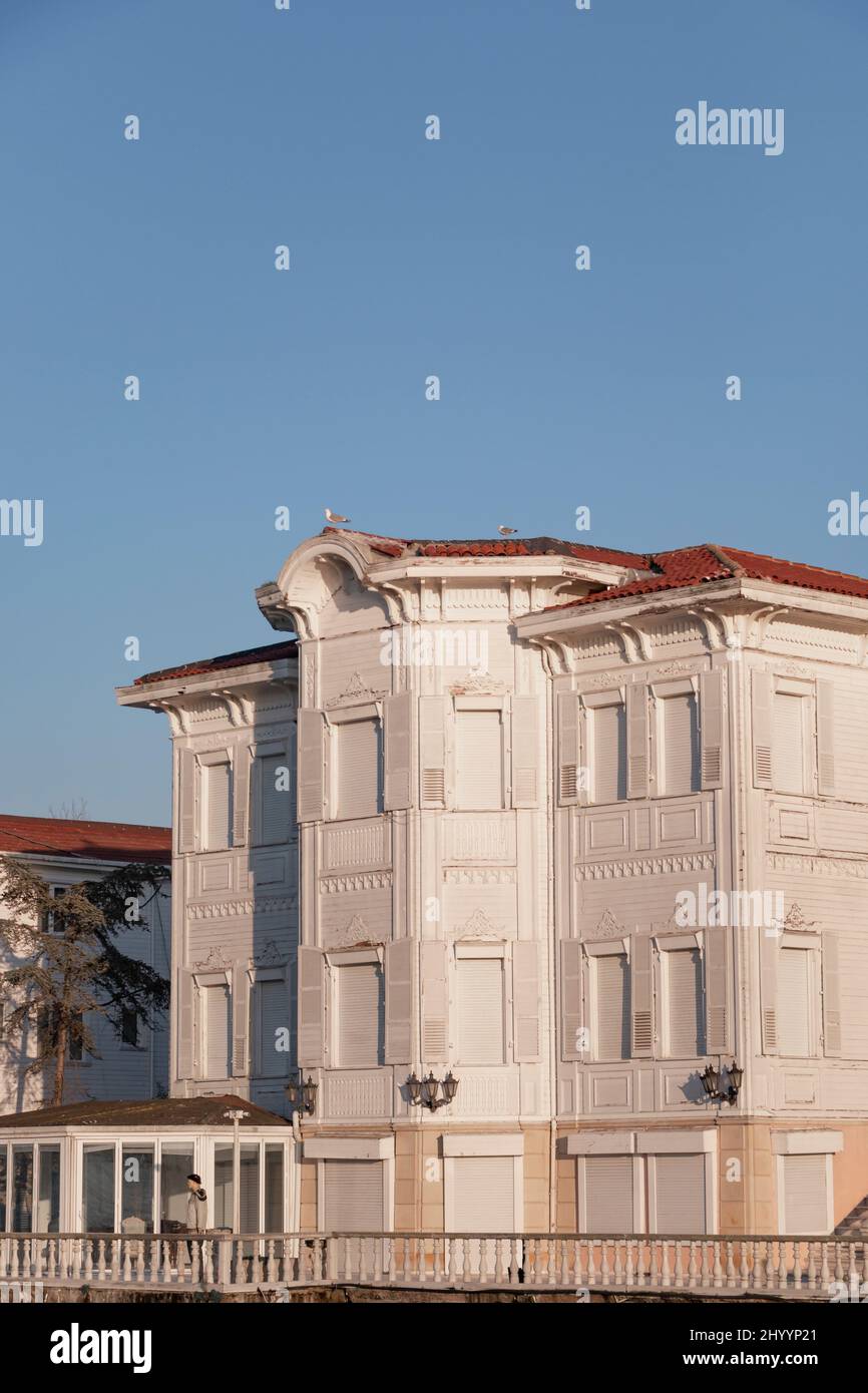 facade view one of the traditional ottoman wooden mansion in Besiktas ...
