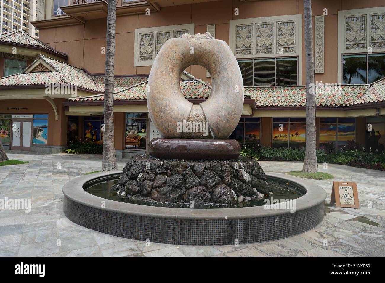 Donut statue in Waikiki Hawaii Stock Photo - Alamy