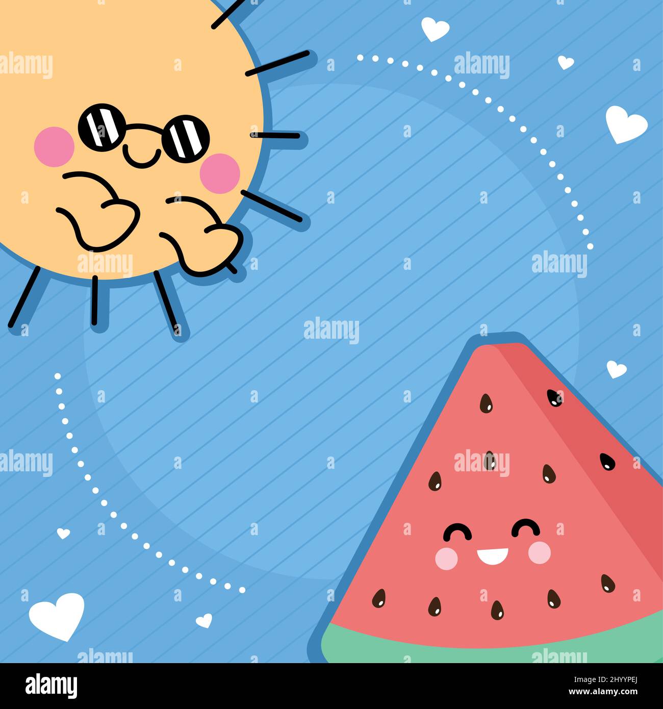 sun and watermelon kawaii characters Stock Vector Image & Art - Alamy
