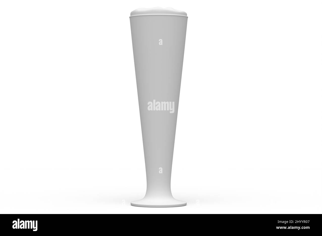 Frosty glass of fresh draft beer isolated on a white monochrome ...