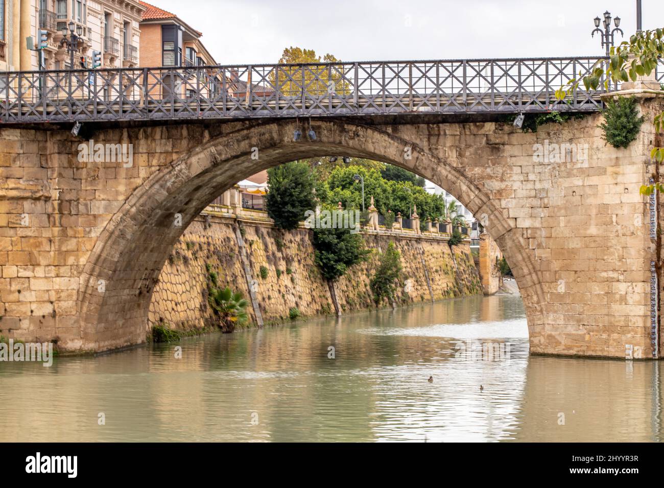 Historic arched stone bridge in Murcia, Spain Stock Photo - Alamy
