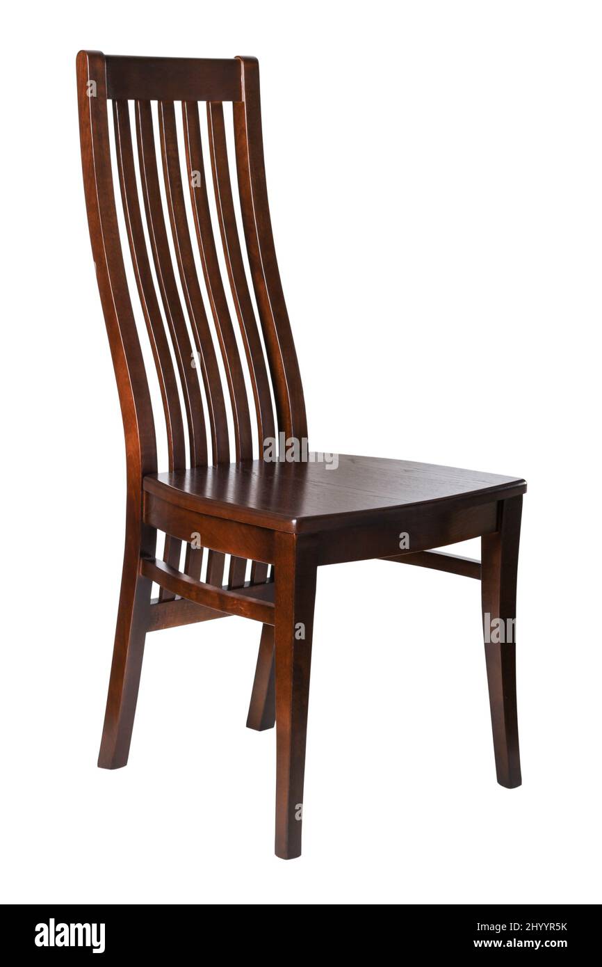 Wooden chair with ergonomic backrest isolated on white Stock Photo - Alamy
