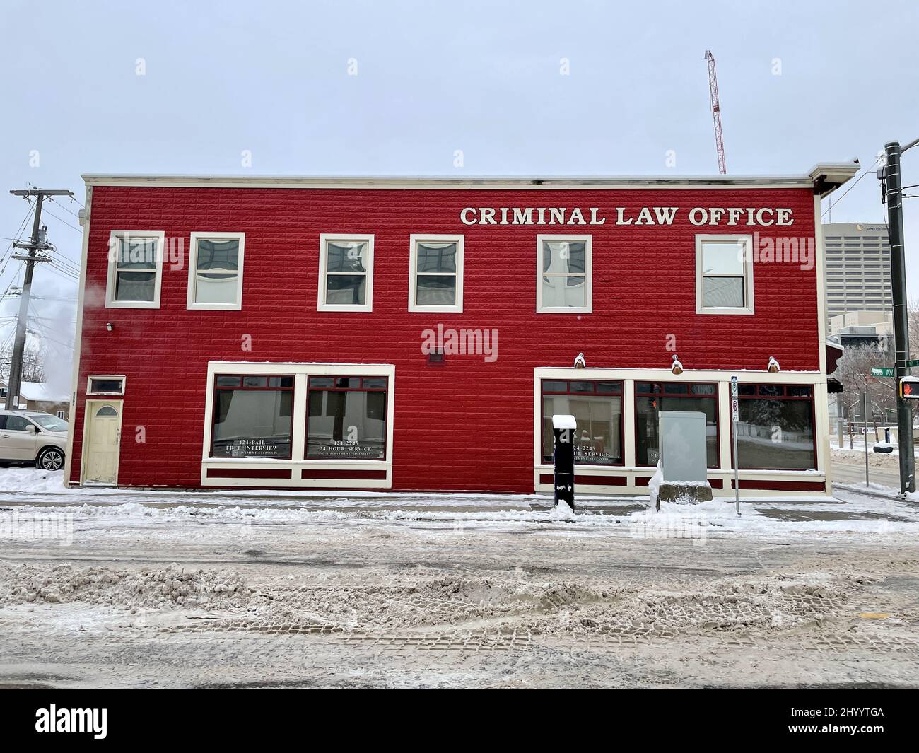 Criminal Law Office building in downtown Edmonton with bright red ...