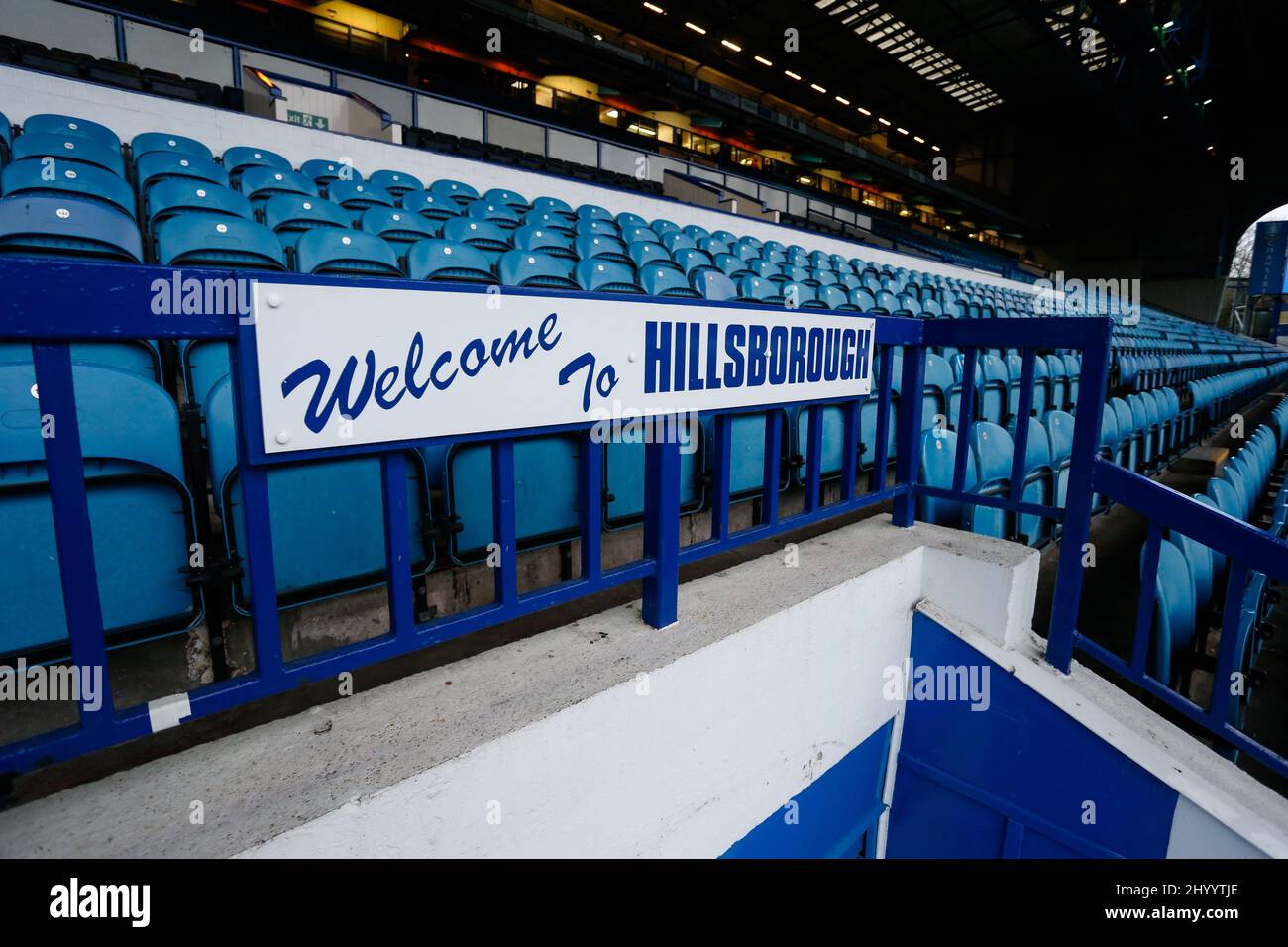 A welcome to Hillsborough Sign inside the stadium Stock Photo - Alamy