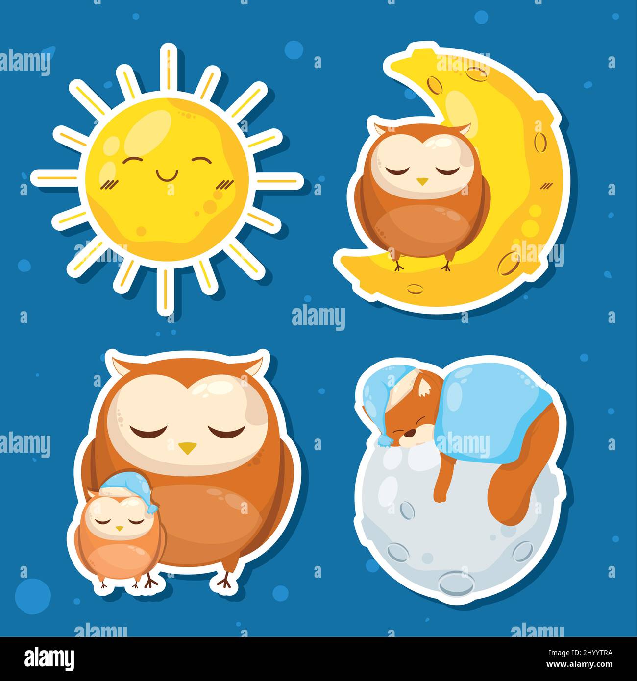 four characters sleeping set icons Stock Vector Image & Art - Alamy