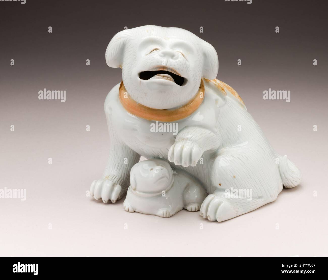 Okimono in the Form of a Dog with Ruffled Collar and a Puppy. Japan ...