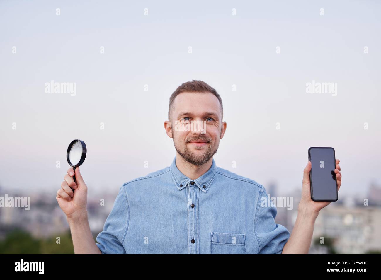 Bearded male man looking information hi-res stock photography and ...