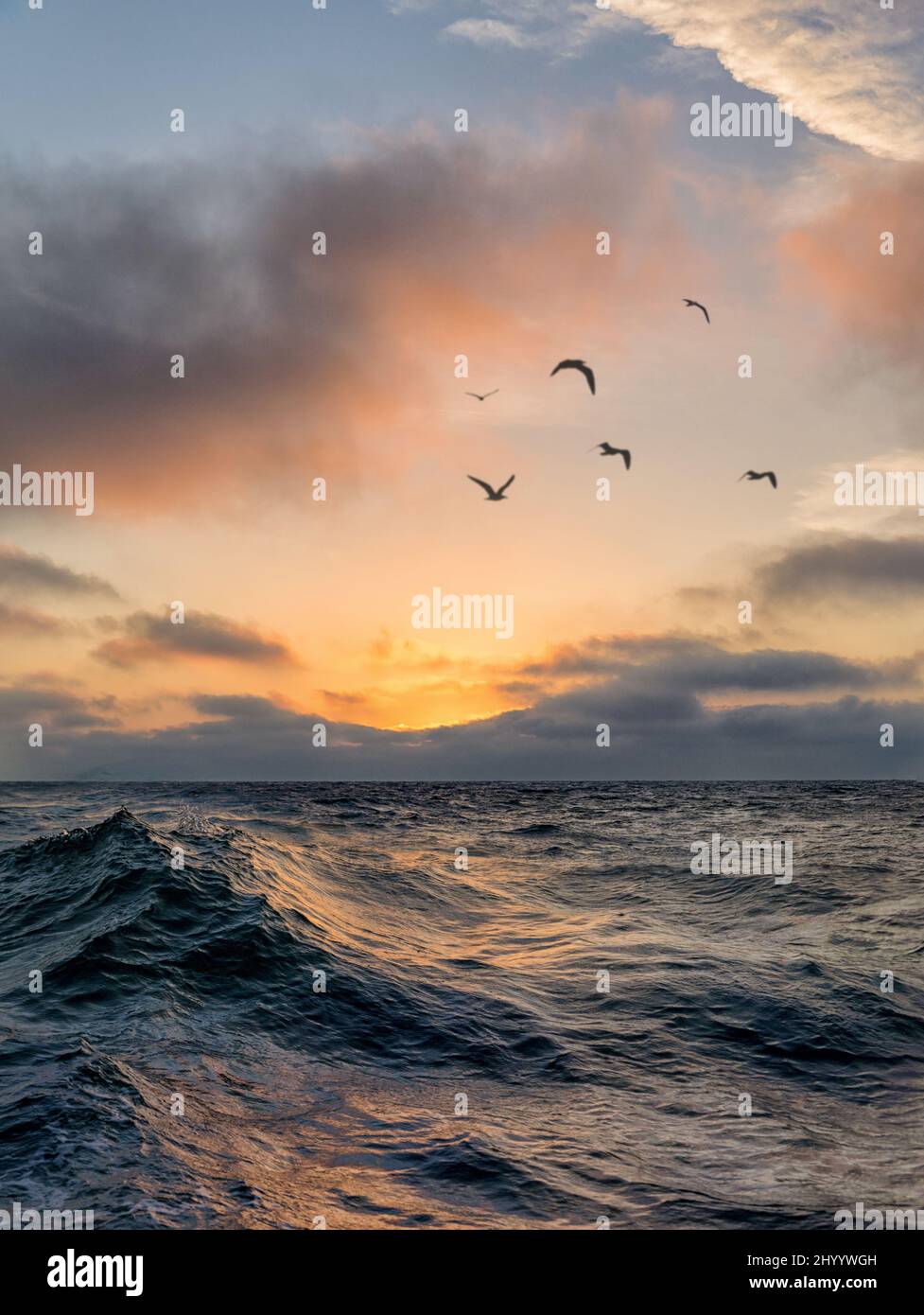 Aerial shot of Atlantic Sea during the sunset Stock Photo - Alamy