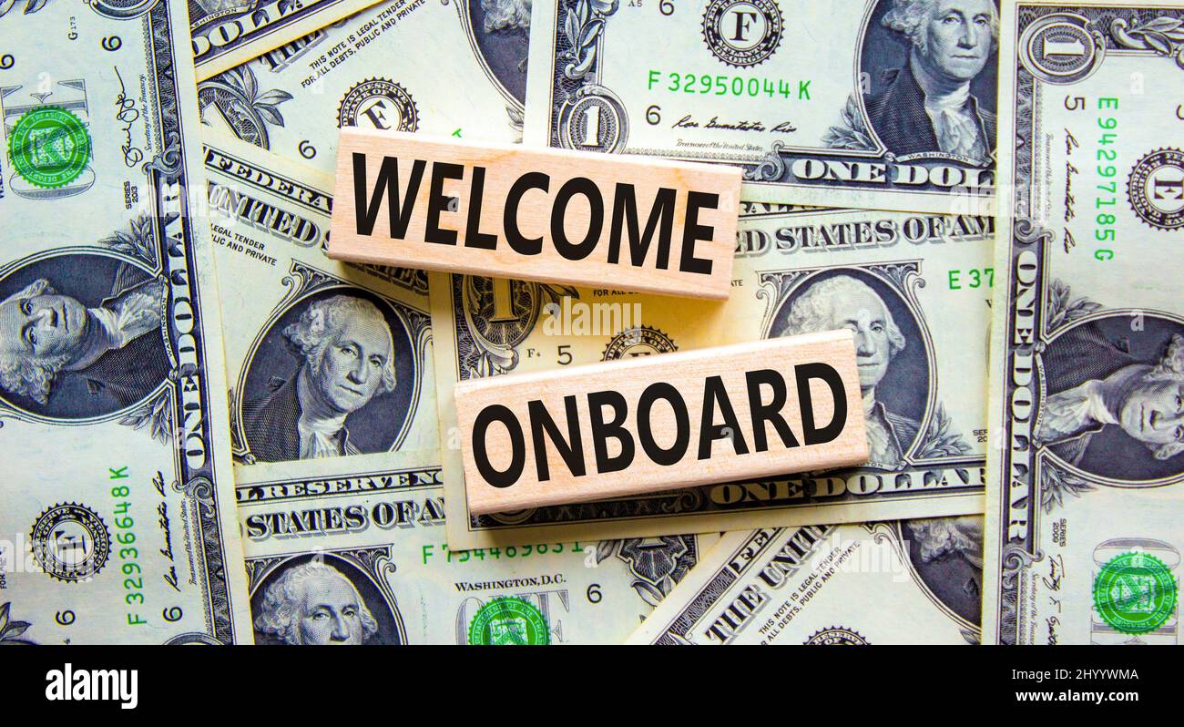 Welcome onboard symbol. Concept words Welcome onboard on wooden blocks ...