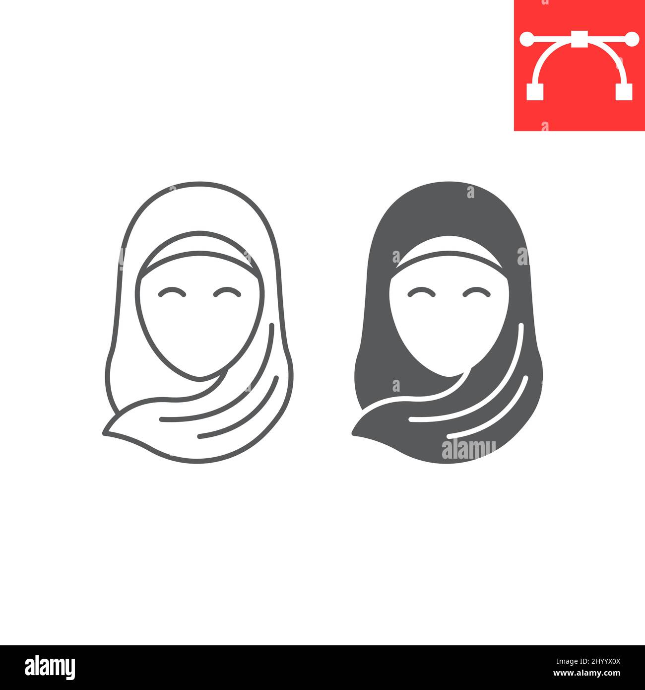 Woman wearing hijab line and glyph icon Stock Vector Image & Art - Alamy