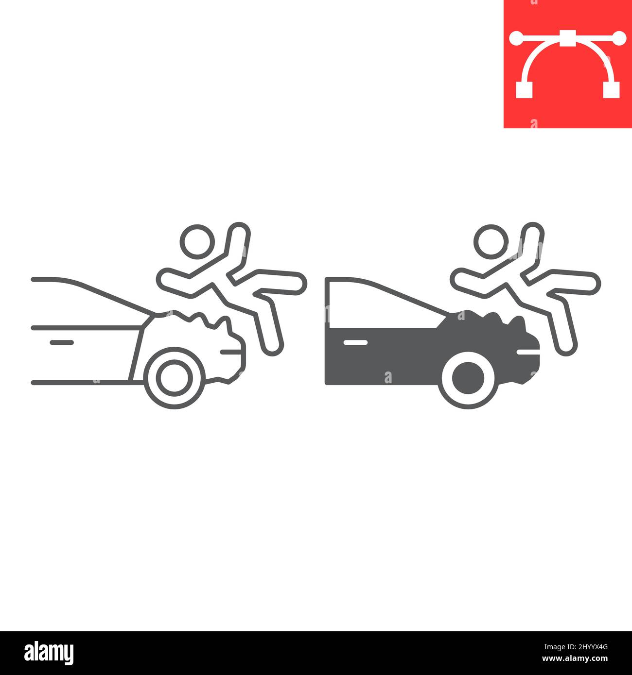 Pedestrian hit by car line and glyph icon Stock Vector Image & Art - Alamy
