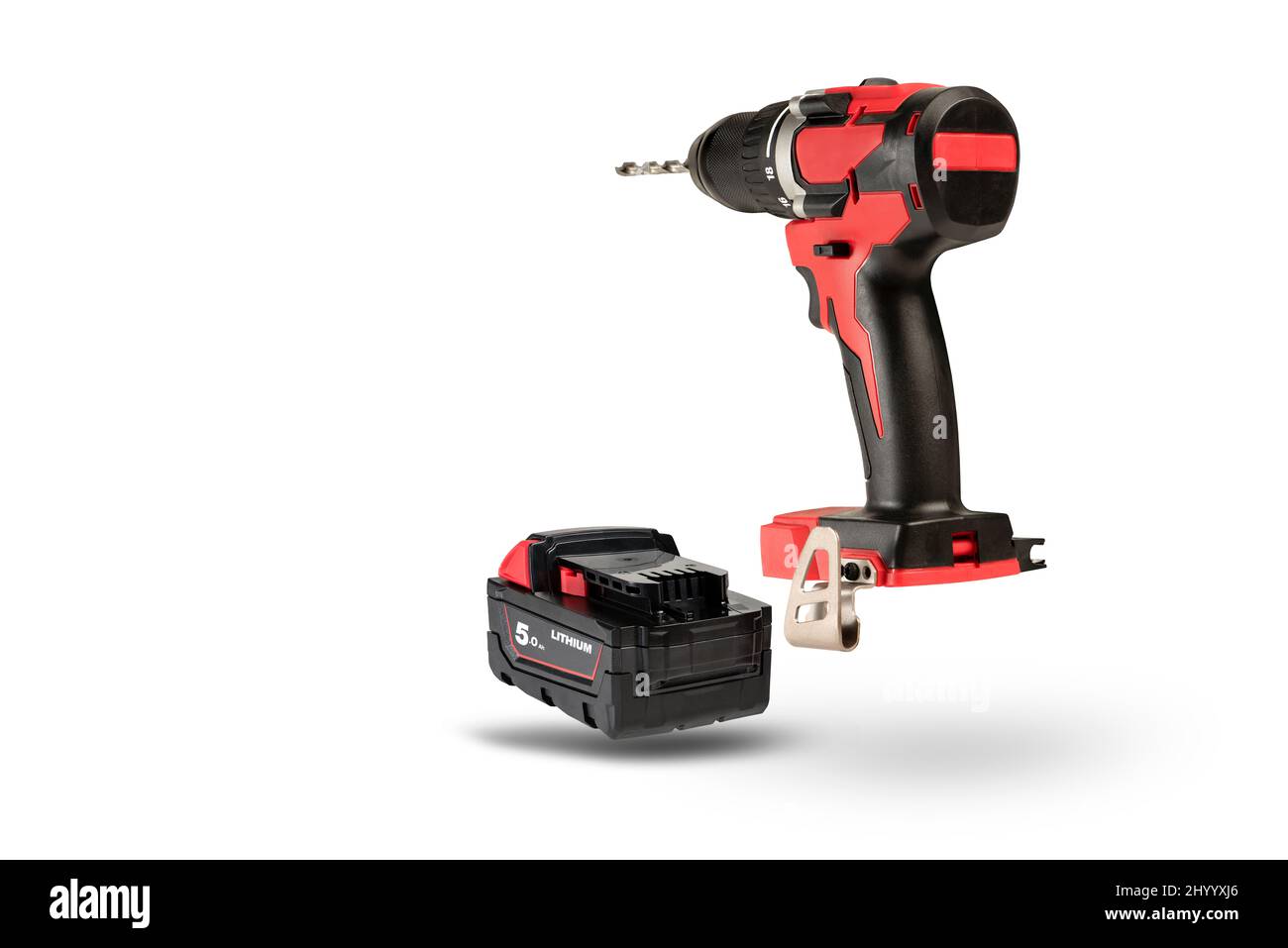 cordless tool isolated on white background. Cordless screwdriver with a ...