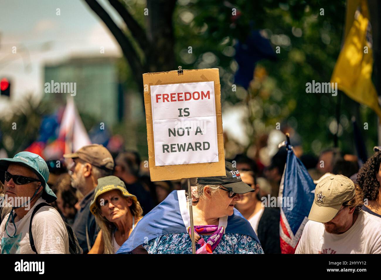freedom day protest in the middle of Melbourne Stock Photo - Alamy