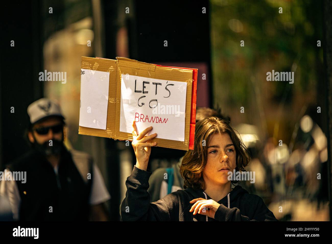 The people on the freedom day protest in Melbourne, Australia Stock ...