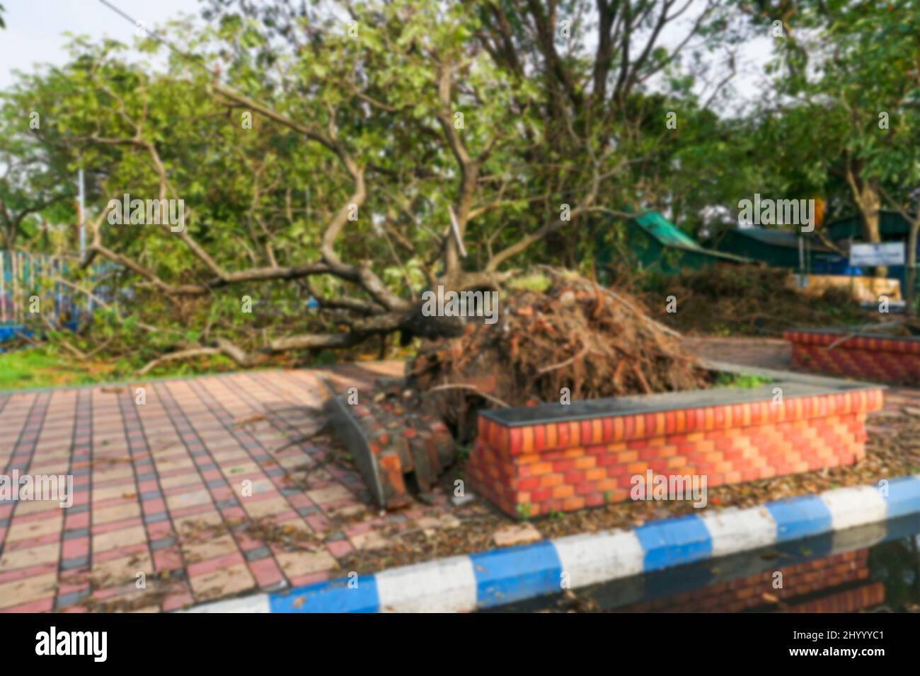 Blurred image of Kolkata, West Bengal, India. Super cyclone Amphan ...