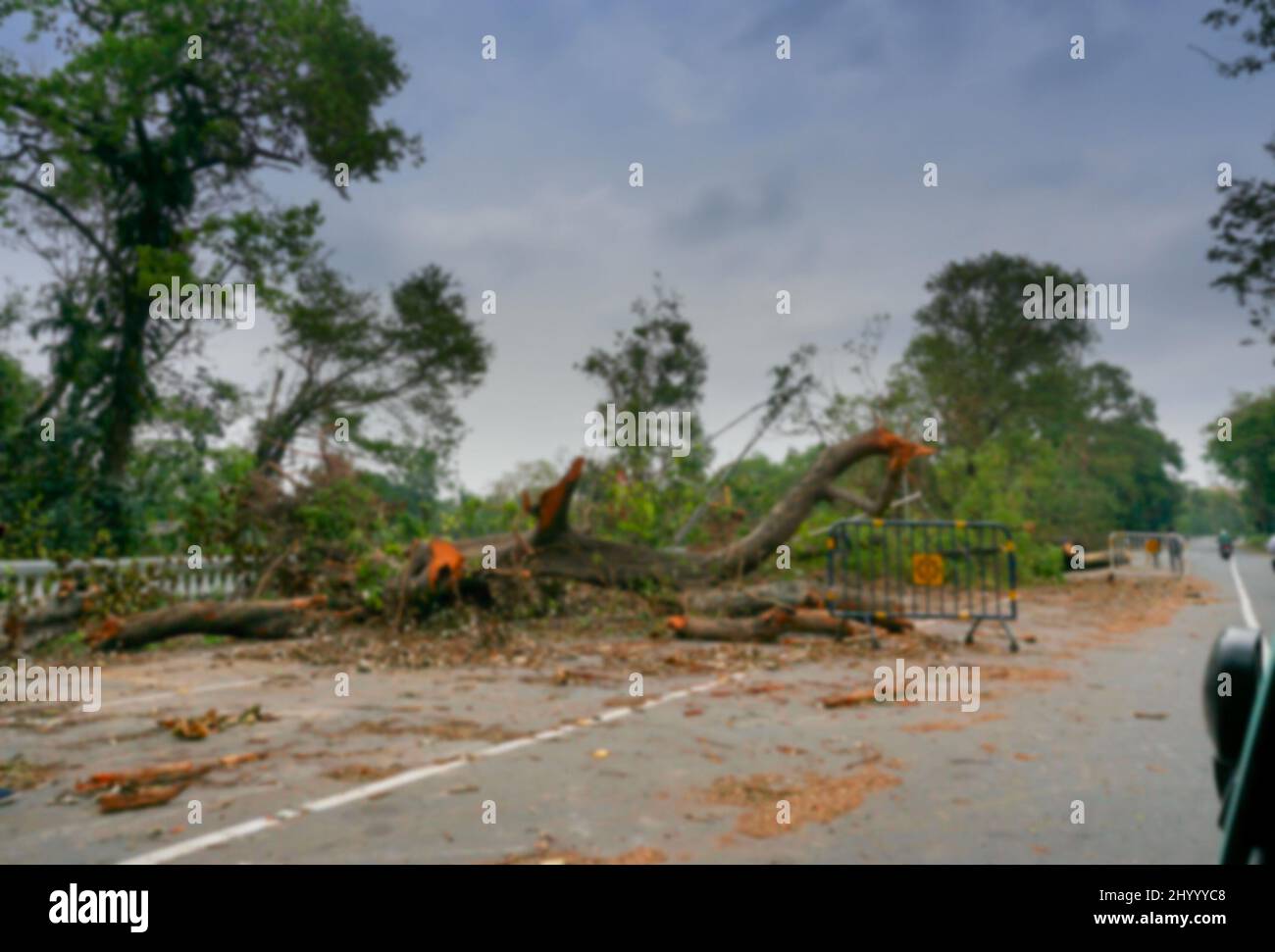 Blurred image of Kolkata, West Bengal, India. Super cyclone Amphan ...