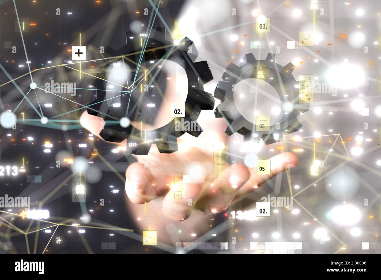 3D illustration of gear Technology background Stock Photo - Alamy