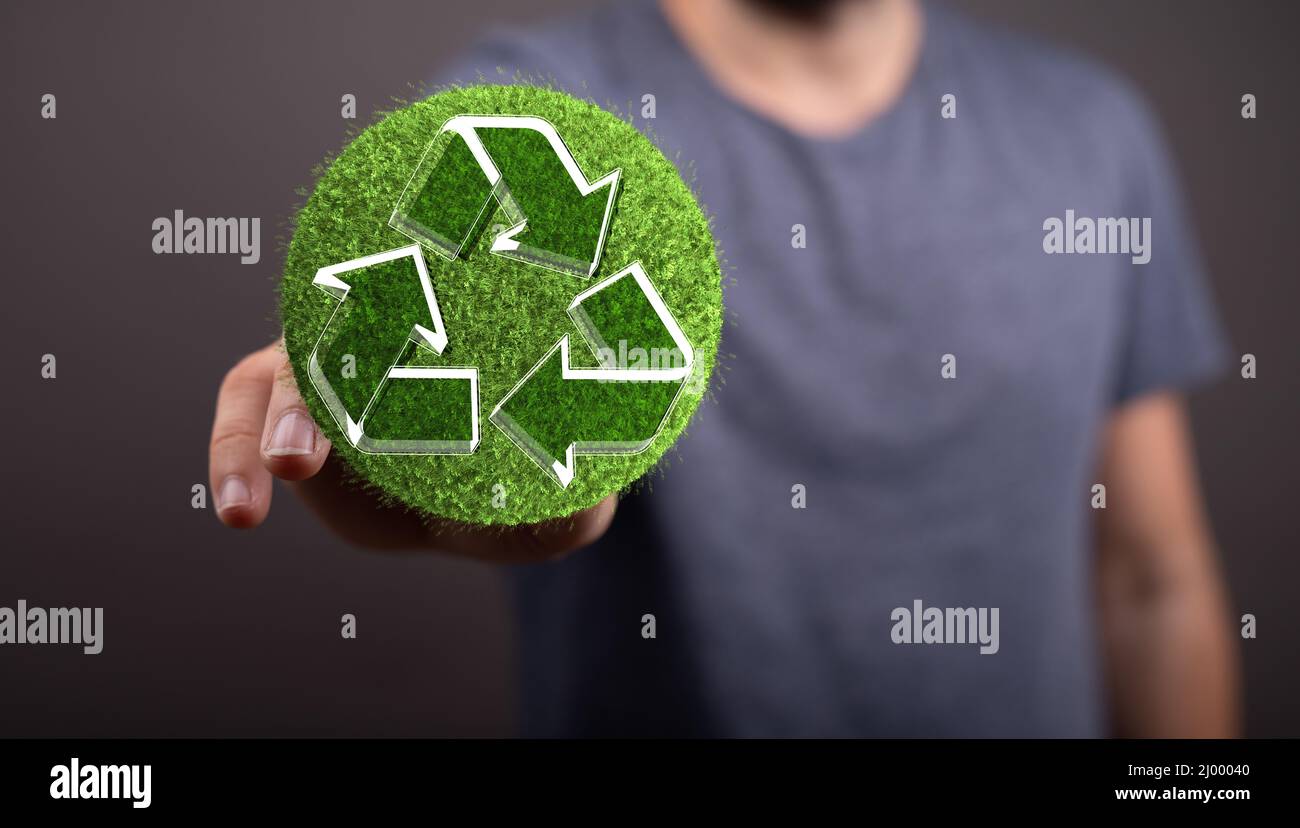 3D illustration of a Green recycle eco symbol Stock Photo - Alamy