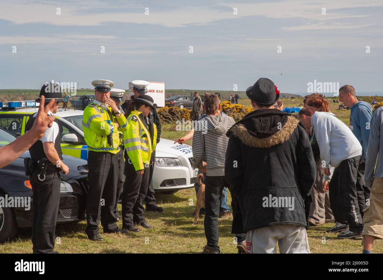 Police confronting ravers, illegal rave, Dale Airfield, May 2010 ...