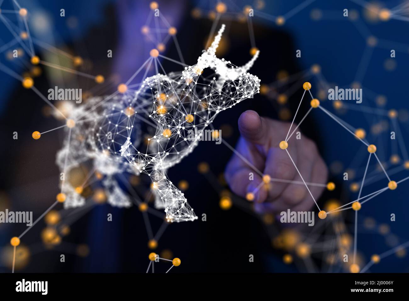 3D illustration of a white digital bull Stock Photo - Alamy