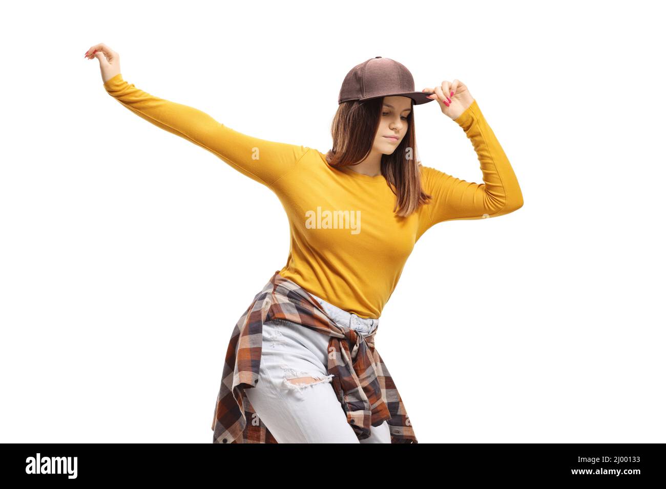 Female dancing free style isolated on white background Stock Photo - Alamy