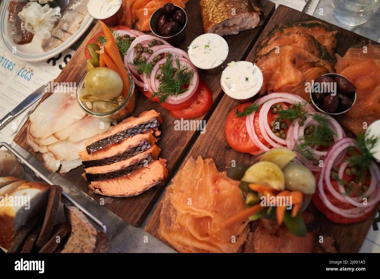 Large platter, Russ & Daughters Cafe. Opened in 2014, on the 100th ...