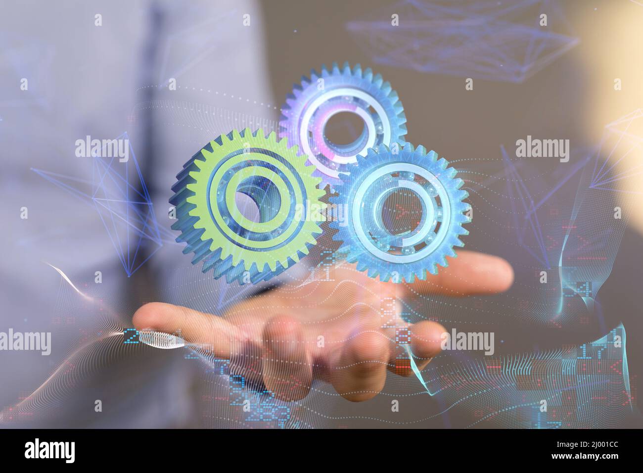 3D illustration of gear Futuristic icons Stock Photo - Alamy