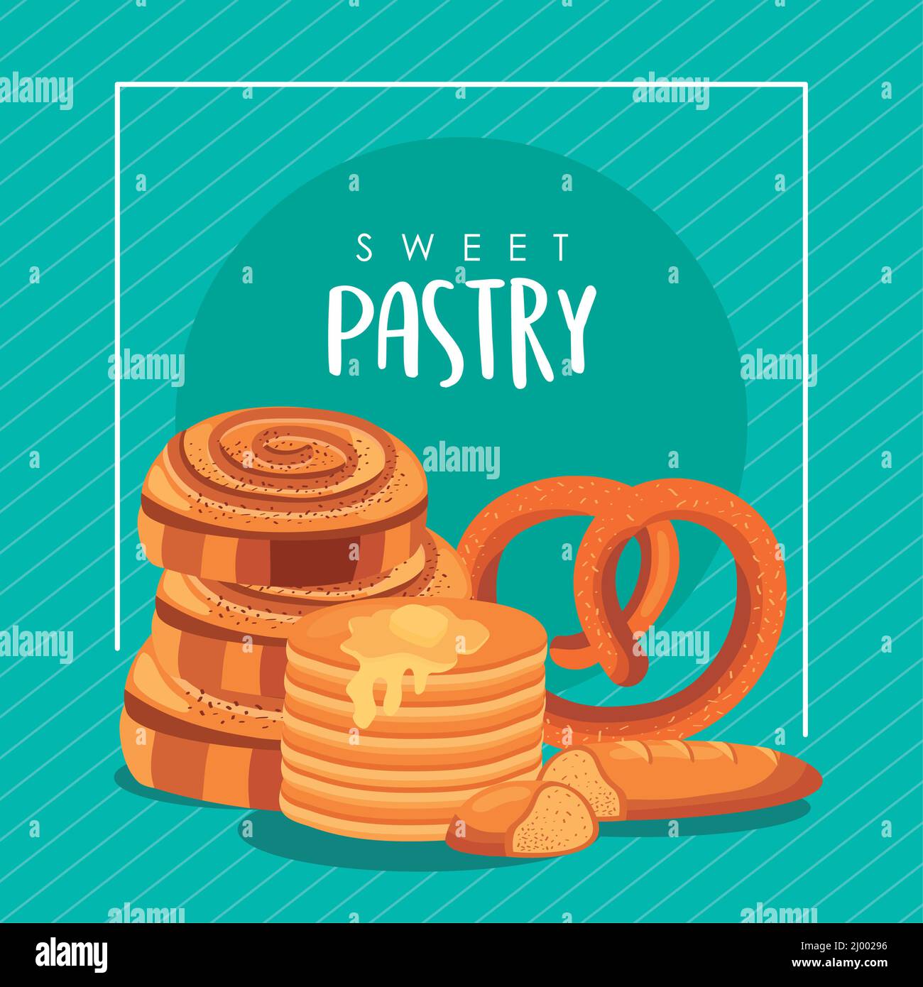 sweet pastry lettering and pancakes frame Stock Vector Image & Art - Alamy