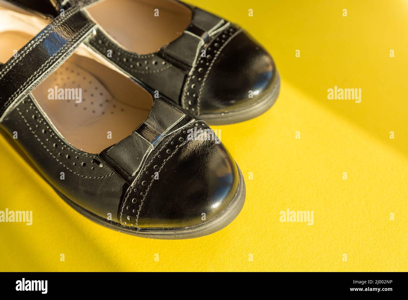 New leather student shoes isolated , prepare for back to school concept ...