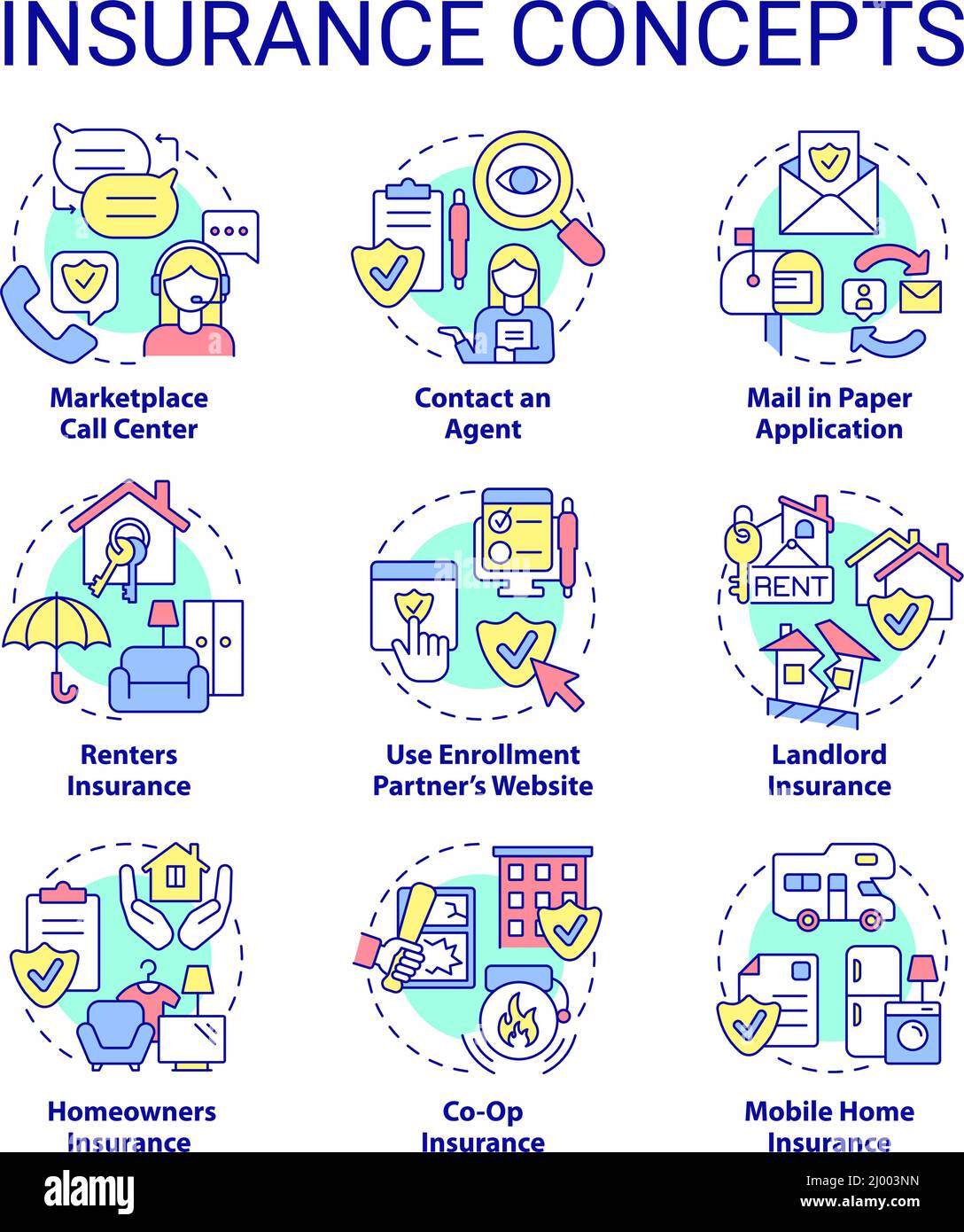 Insurance concept icons set Stock Vector Image & Art - Alamy