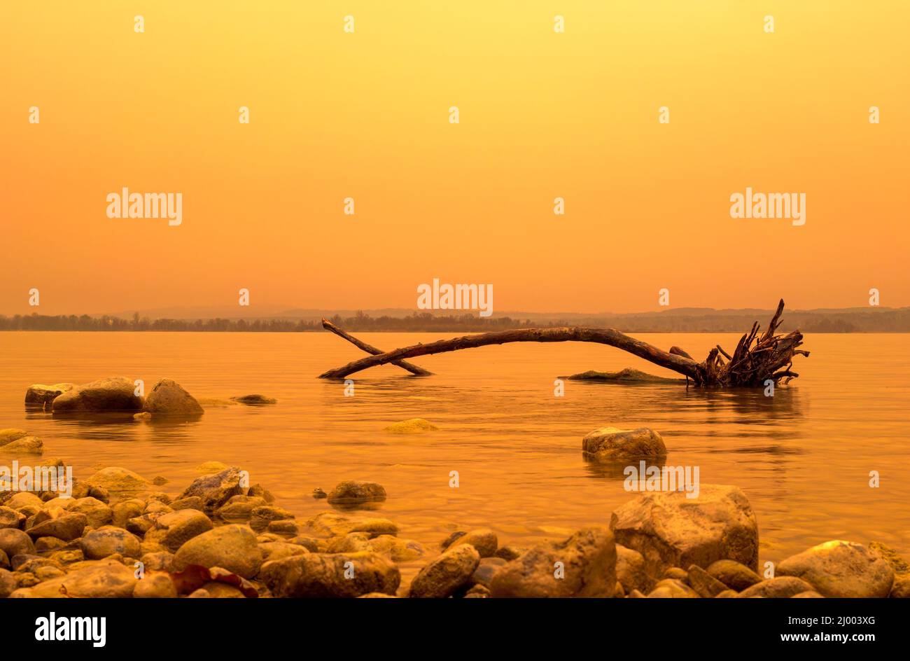 Natural phenomenon, Sahara dust discolors the sky over Bavaria, Germany ...
