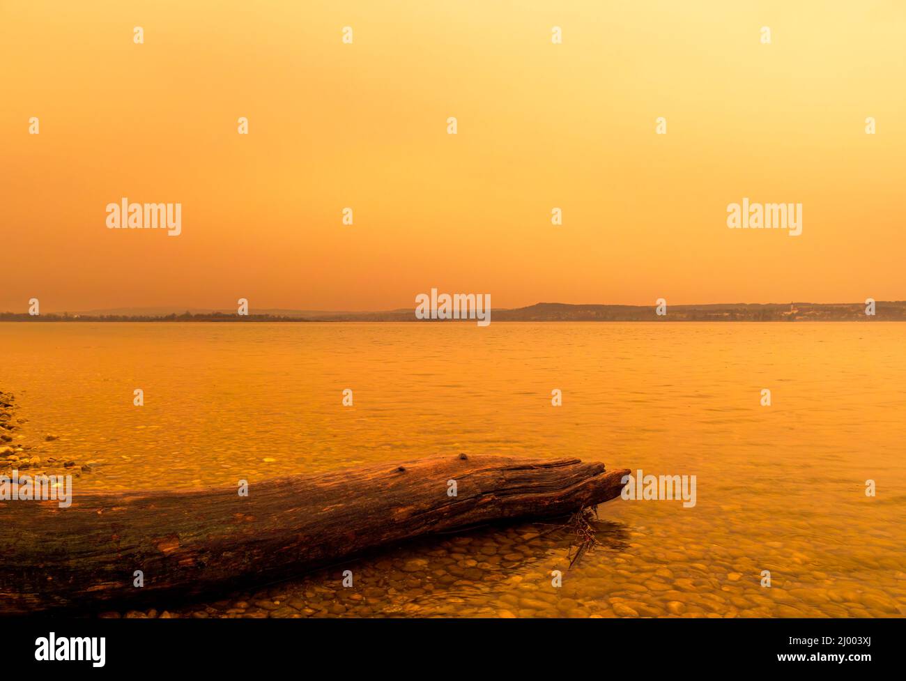 Natural phenomenon, Sahara dust discolors the sky over Bavaria, Germany ...