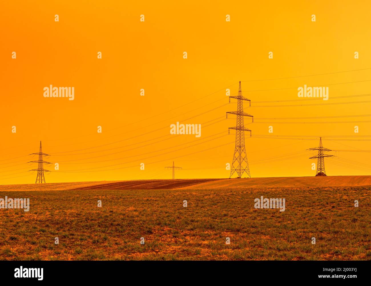 Natural phenomenon, Sahara dust discolors the sky over Bavaria, Germany ...