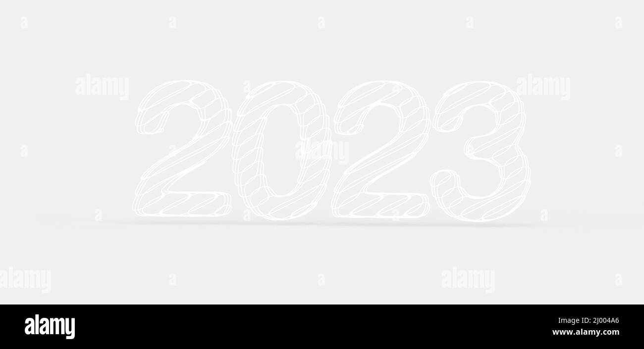 Digital render of white 2023 block numbers on a transparent background ...