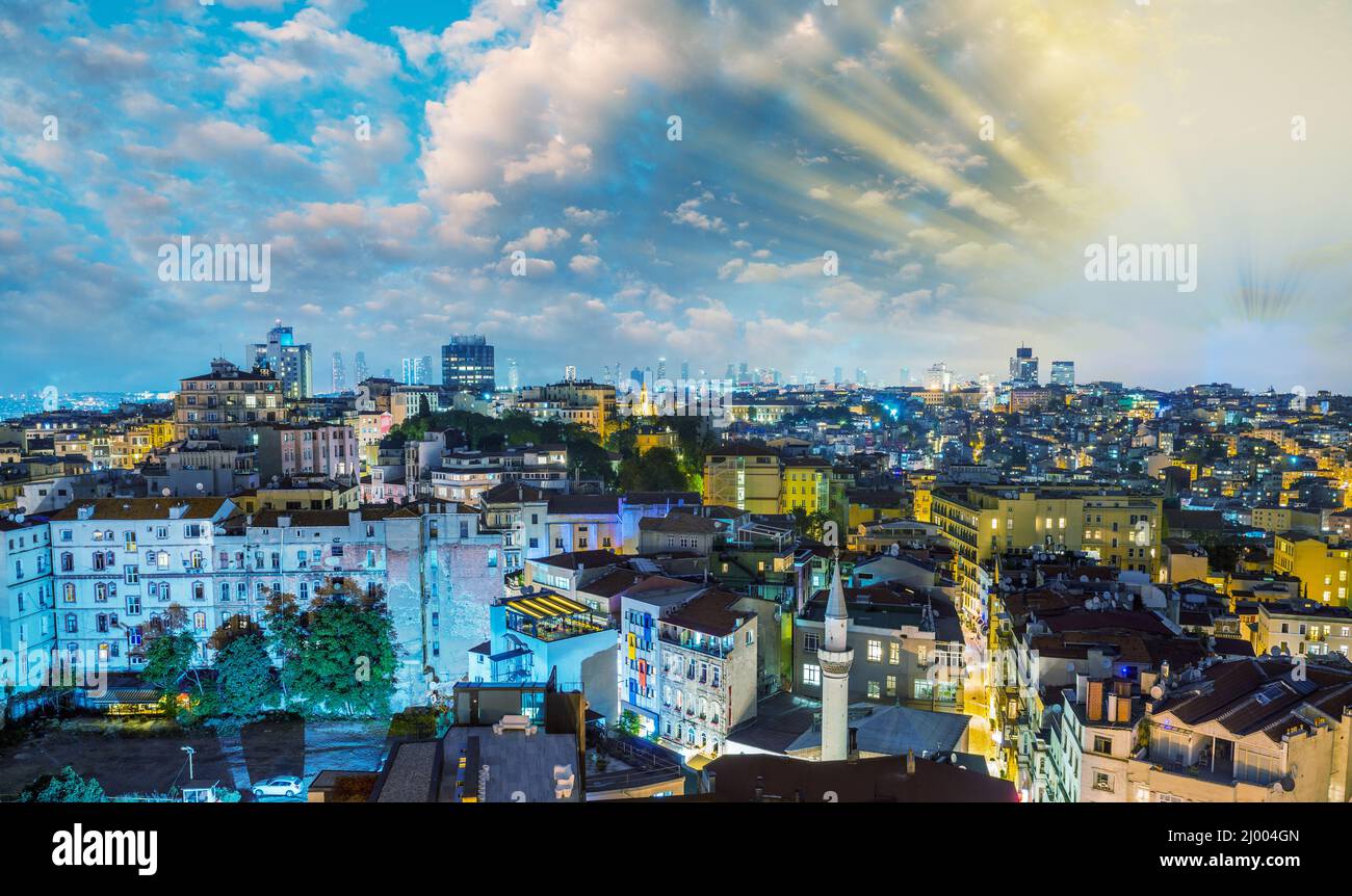 Buildings of Instabul. Aerial view at dusk Stock Photo - Alamy