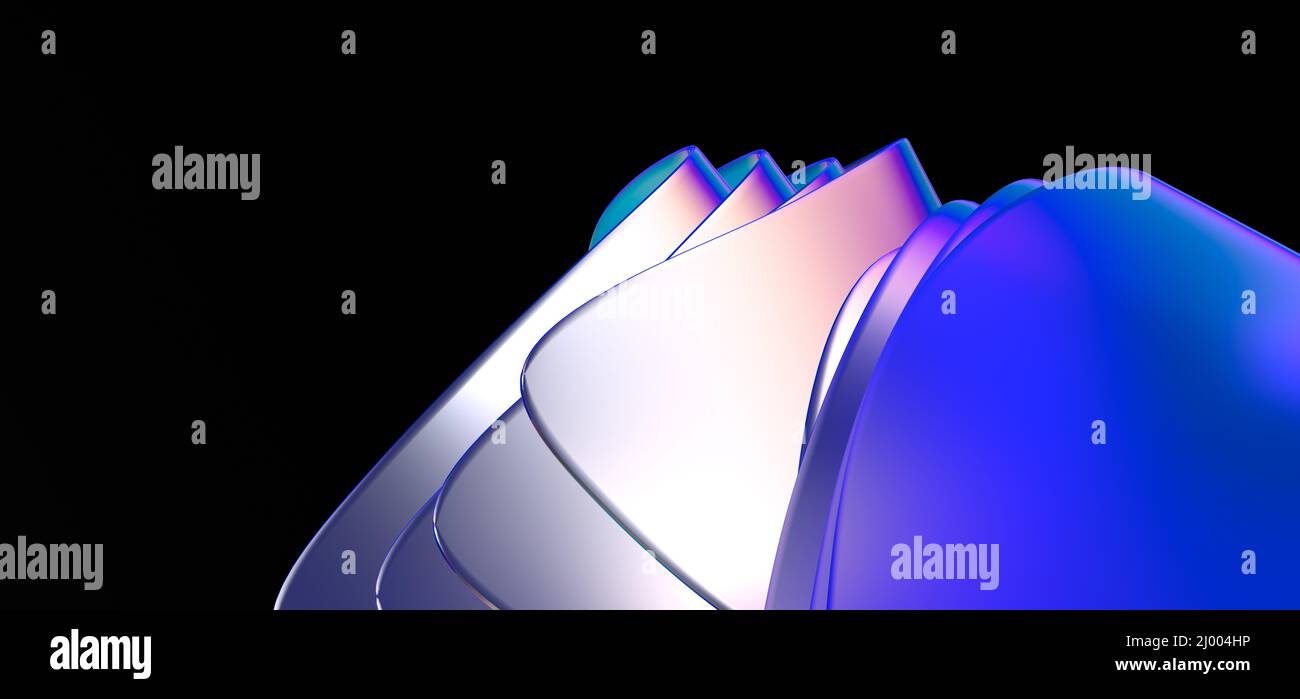 Digital render of a holographic wave design on a black background Stock ...