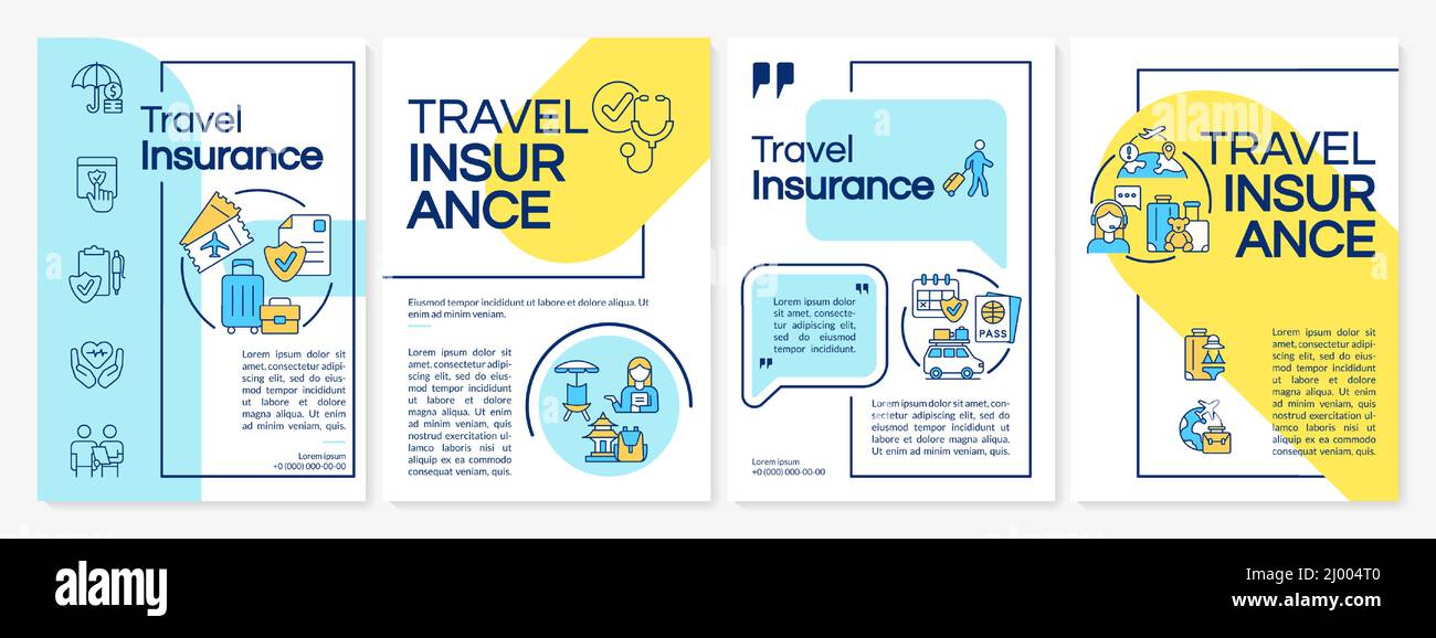 Travel insurance turquoise blue and yellow template Stock Vector Image ...