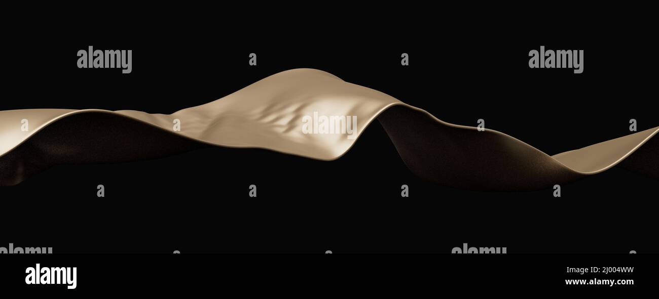 3D render of a gold wave on a black background for wallpapers Stock ...
