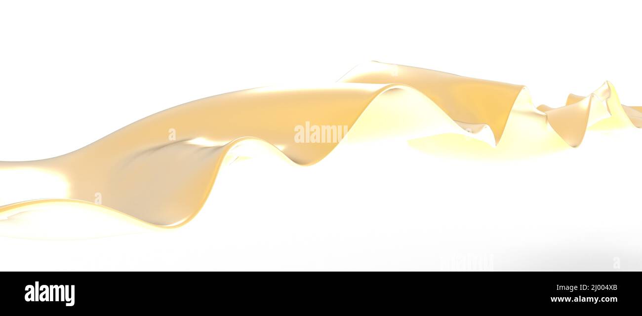 3D render of a gold wave on a white background for wallpapers Stock ...