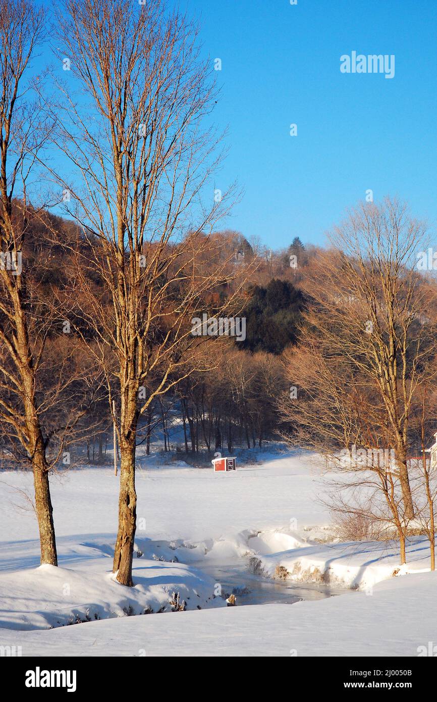 A winter scene in rural Vermont Stock Photo - Alamy