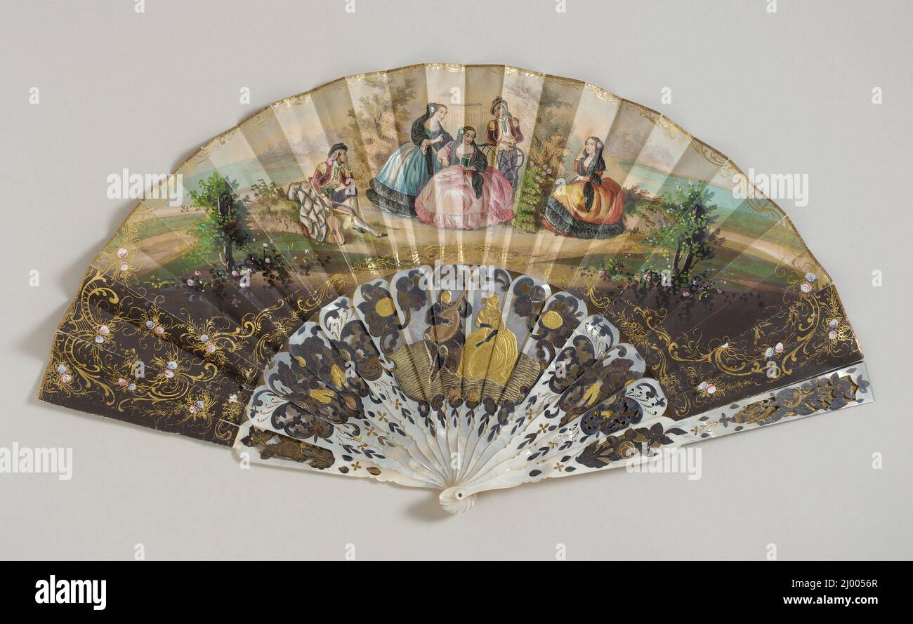 Folding Fan. Spain, circa 1860. Costumes; Accessories. Paper leaf ...