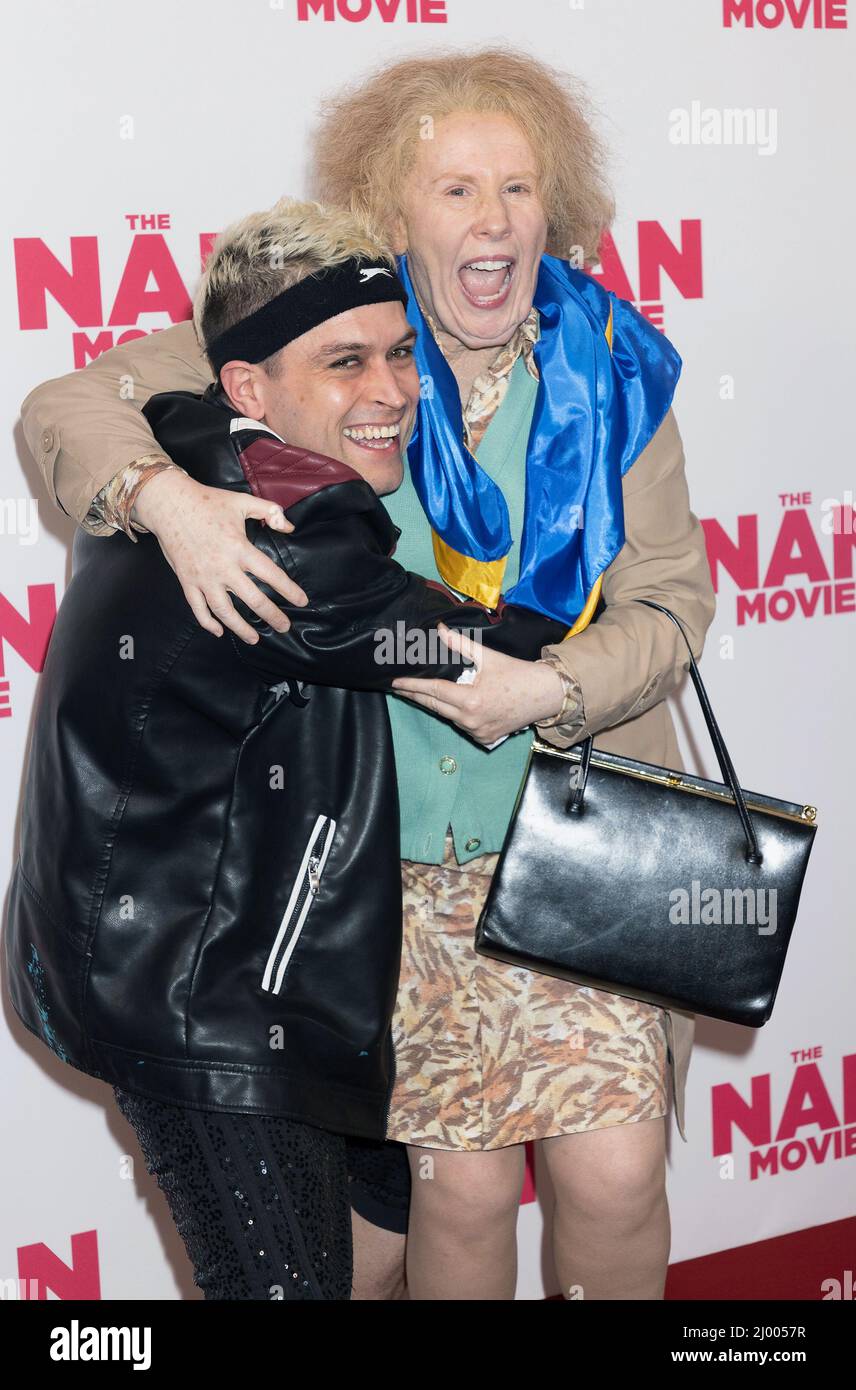 Catherine Tate in character as Nan (left) and Pete Bennett arrive for ...