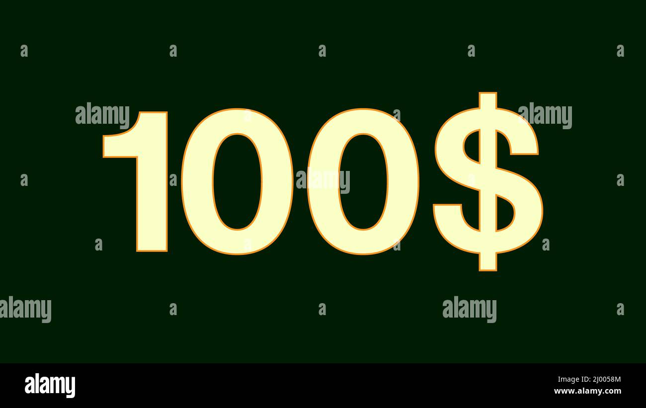 Illustration of a 100 dollars sign on a black background Stock Photo ...
