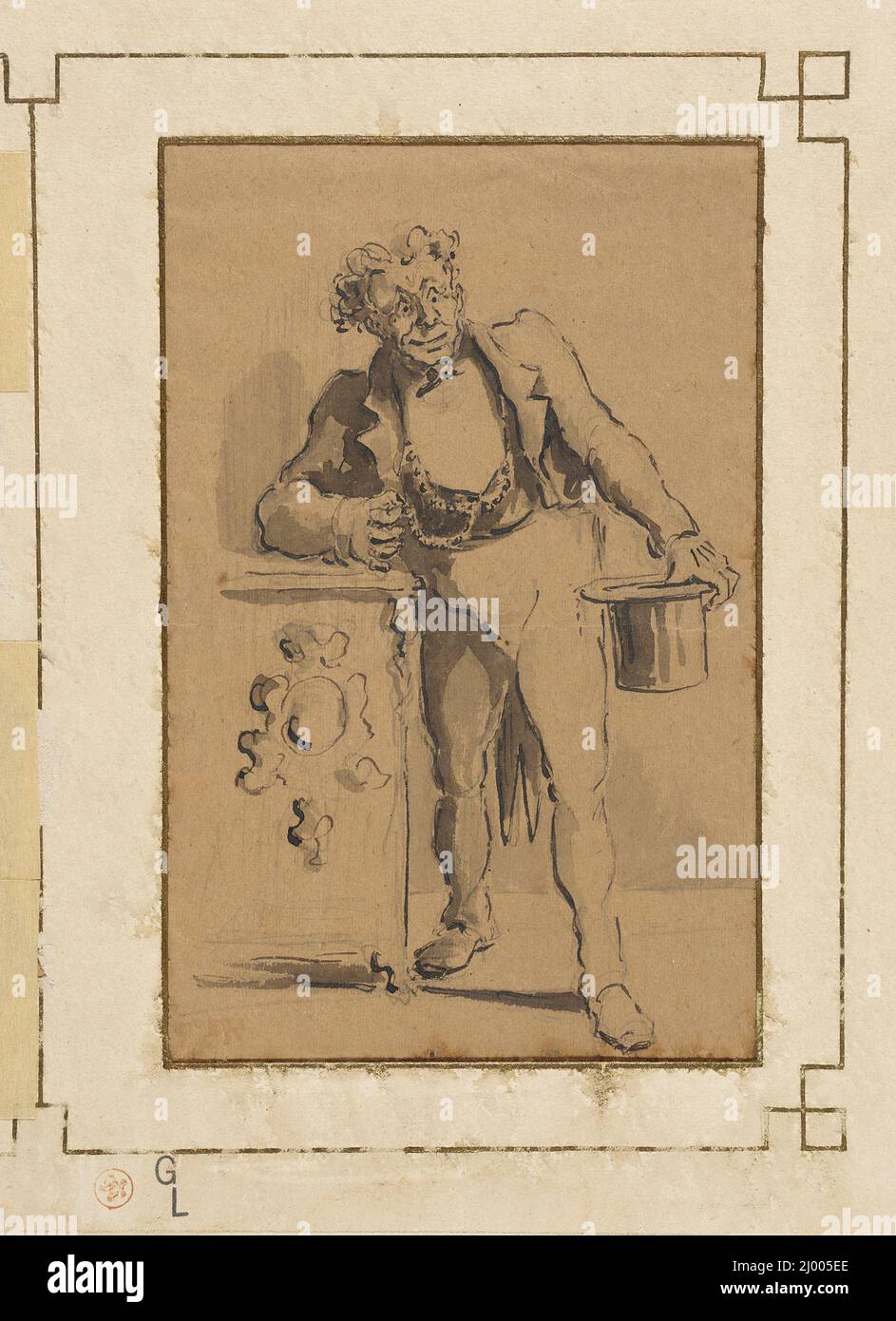 Standing Man in Evening Dress, Holding his Top Hat in his Right Hand ...