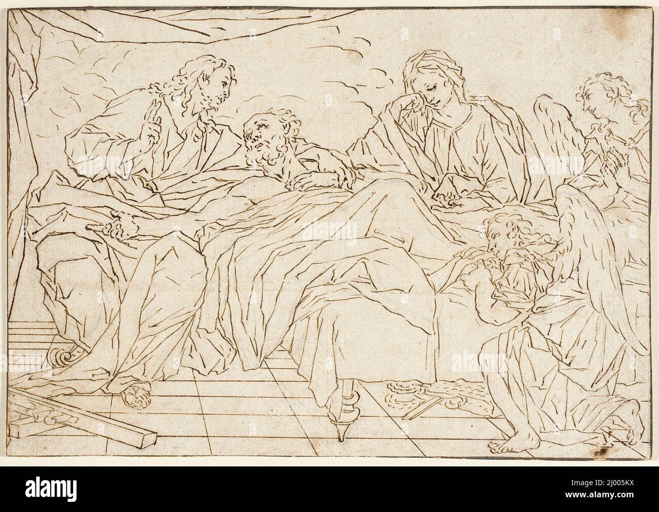 Death of St. Joseph. Germany, 18th century. Drawings. Pen and brown ink ...