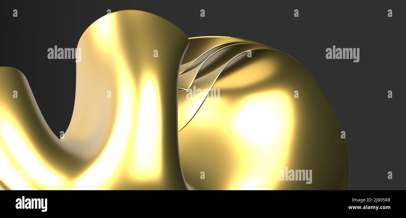 3d rendering of golden waves on a grey background Stock Photo - Alamy