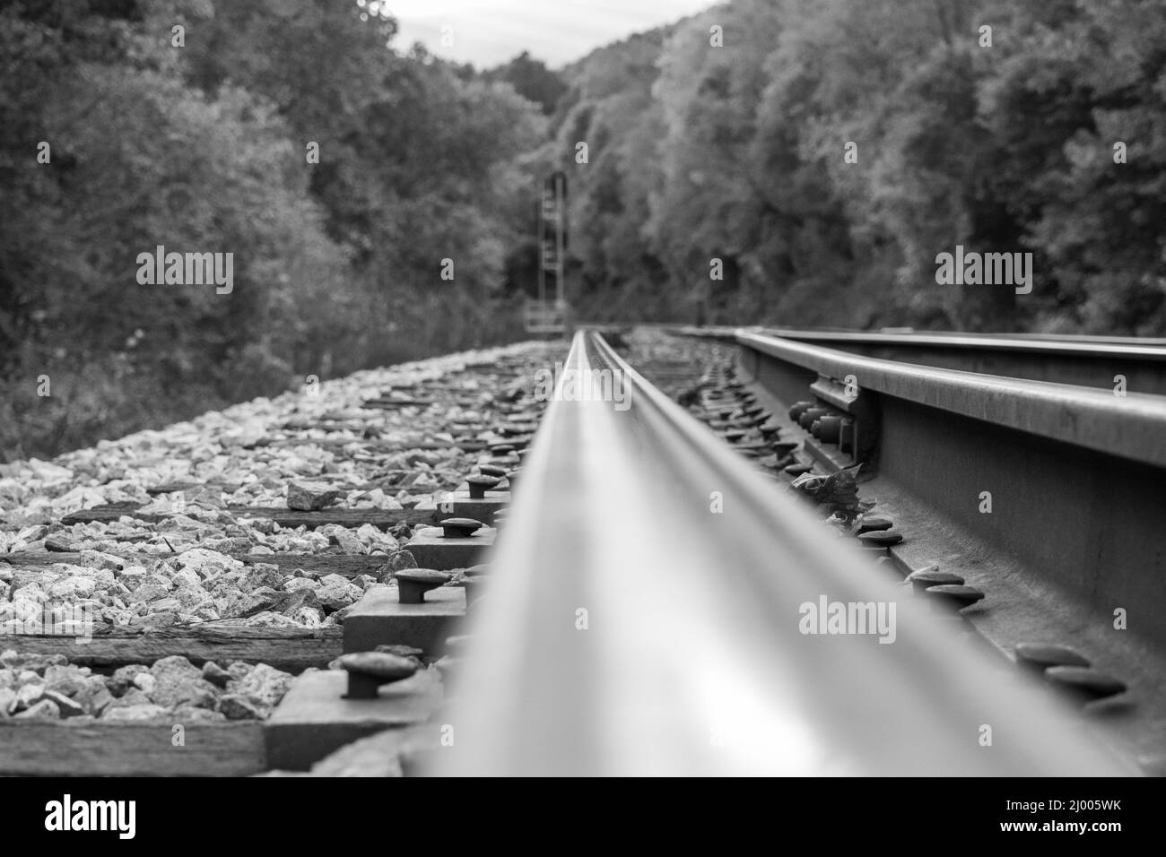 Black and white shot of a railroad Stock Photo - Alamy