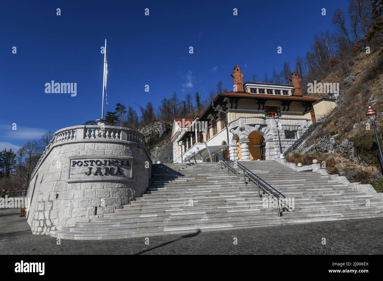 Postojna Cave (Postojnska Jama) entry gate. Slovenia Stock Photo - Alamy