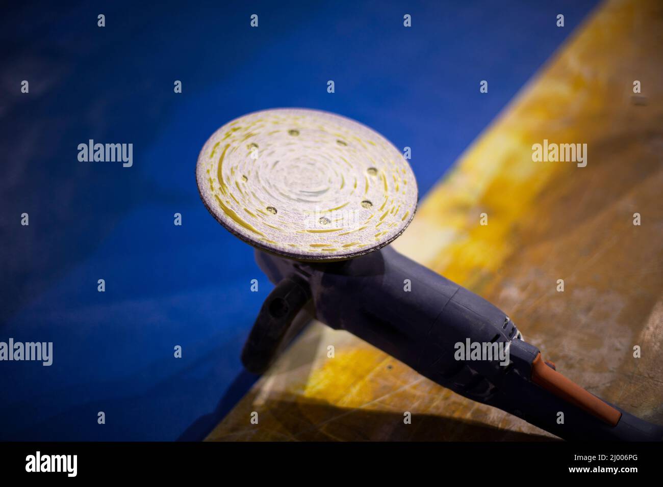 Grinding tool. Grinding disc. Details of workshop. Object is round in ...